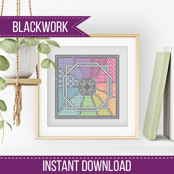 Rainbow Rays; Blackwork Pattern - by Peppermint Purple