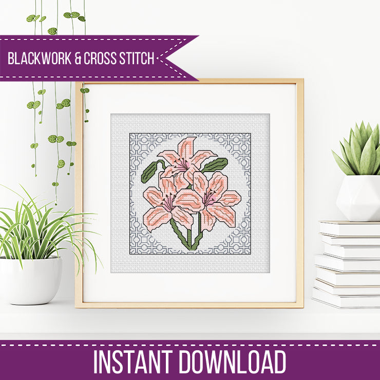 Centre Stage - Lily; Blackwork Pattern - by Peppermint Purple