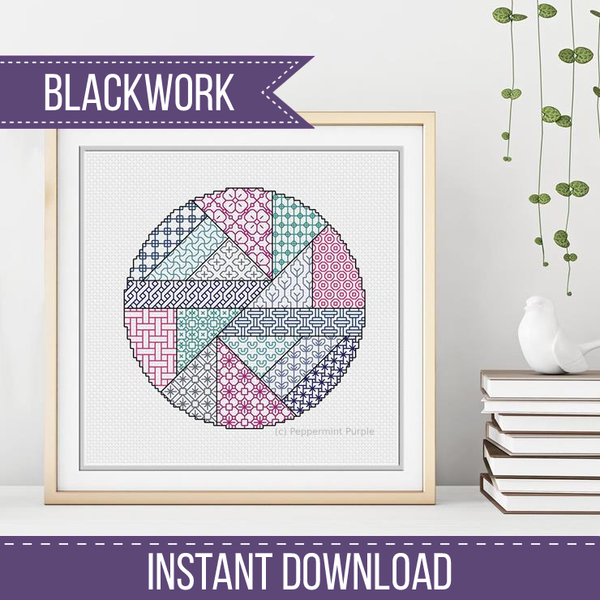 Blackwork Pattern - Blackwork Circular Pattern – Peppermint Purple