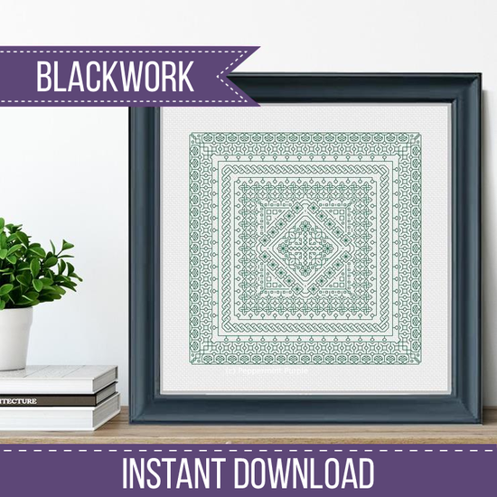 Blackwork Pattern -Study In Emerald – Peppermint Purple