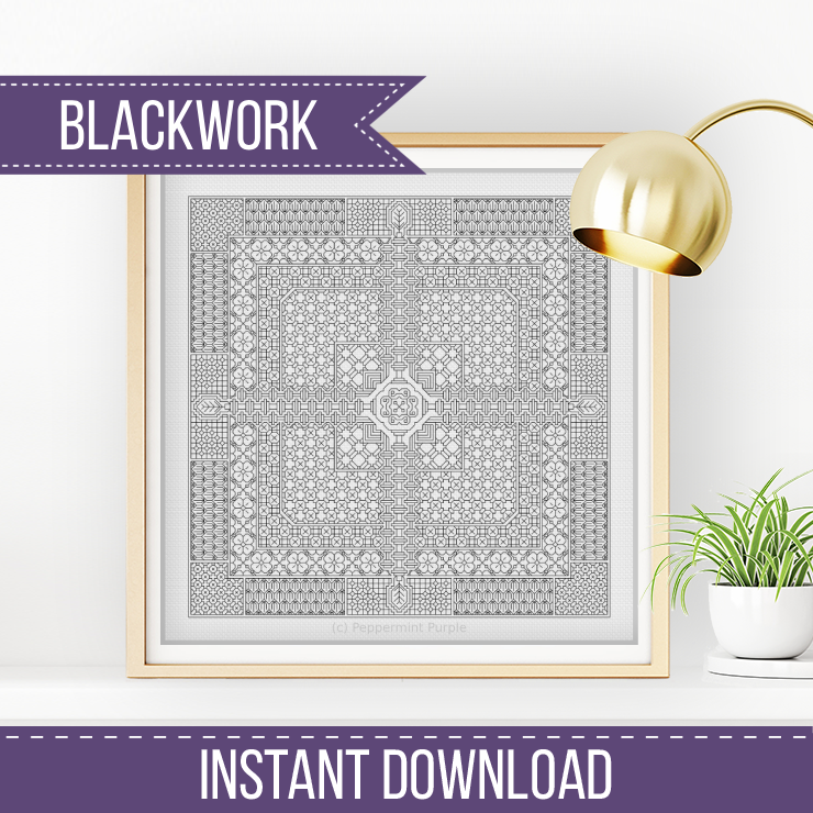 Blackwork Pattern - Blackwork Square Pattern – Peppermint Purple