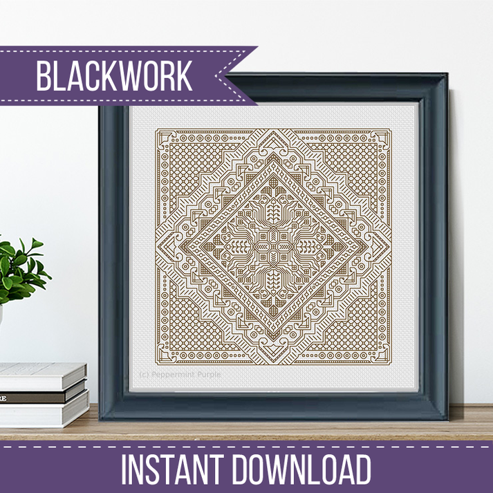 Blackwork Pattern - Study In Golden Olive – Peppermint Purple