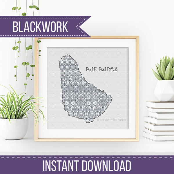 Blackwork Pattern - Barbados Blackwork Pattern – Peppermint Purple