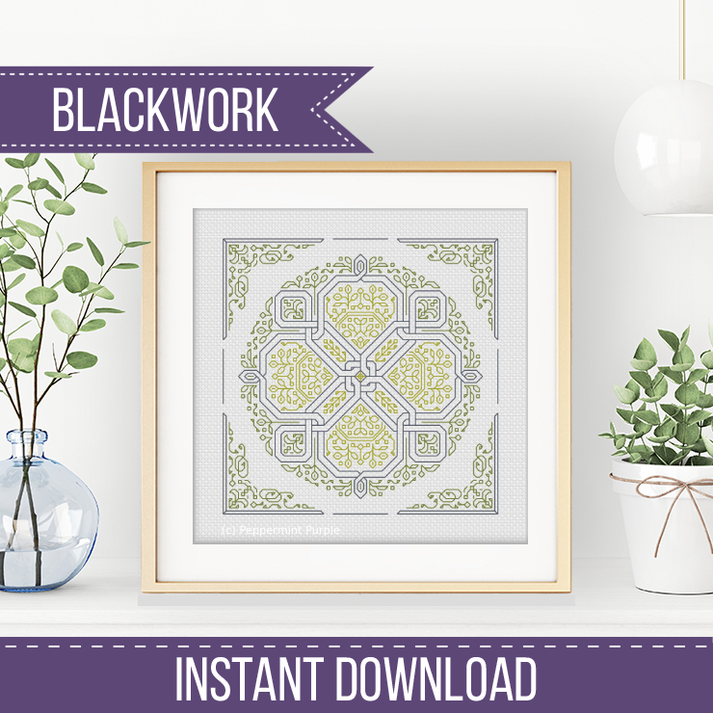 Blackwork Pattern - Celtic Knot Mandala – Peppermint Purple