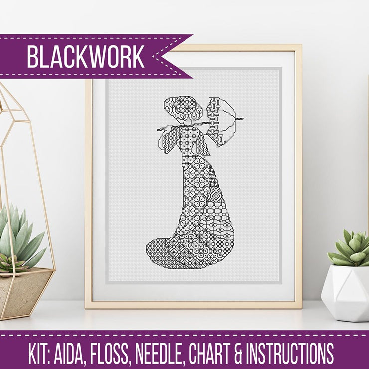 Blackwork Lady Kit; Blackwork Kit - by Peppermint Purple