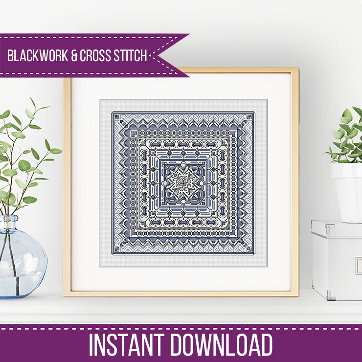 Hints of Grey Blue; Blackwork Pattern - by Peppermint Purple