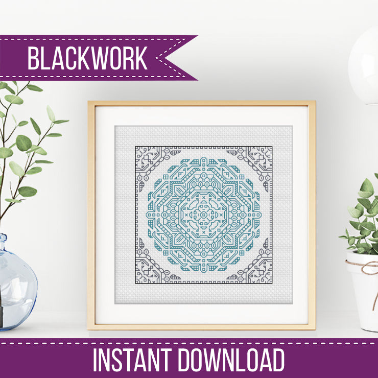 Centre Stage - Mandala; Blackwork Pattern - by Peppermint Purple