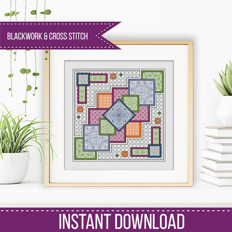 Reflections Blackwork Pattern; Blackwork Pattern - by Peppermint Purple