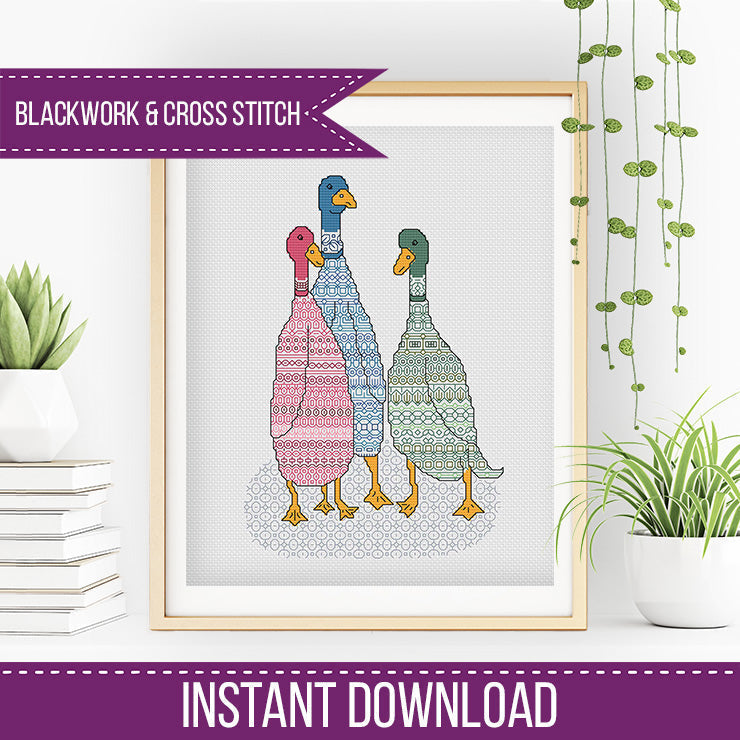 Sharing A Puddle; Blackwork Pattern - by Peppermint Purple