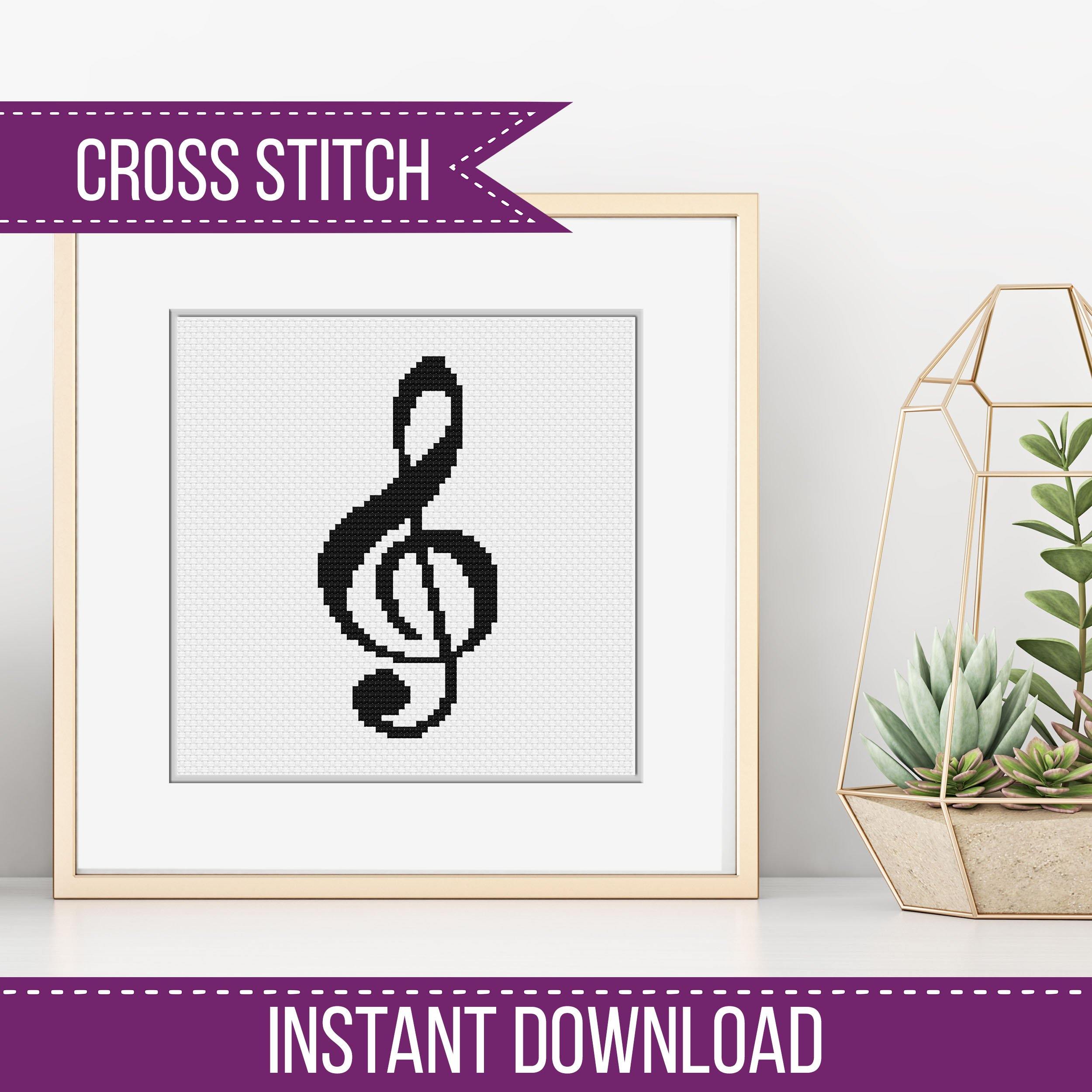 Treble Clef; Cross Stitch Pattern - by Peppermint Purple