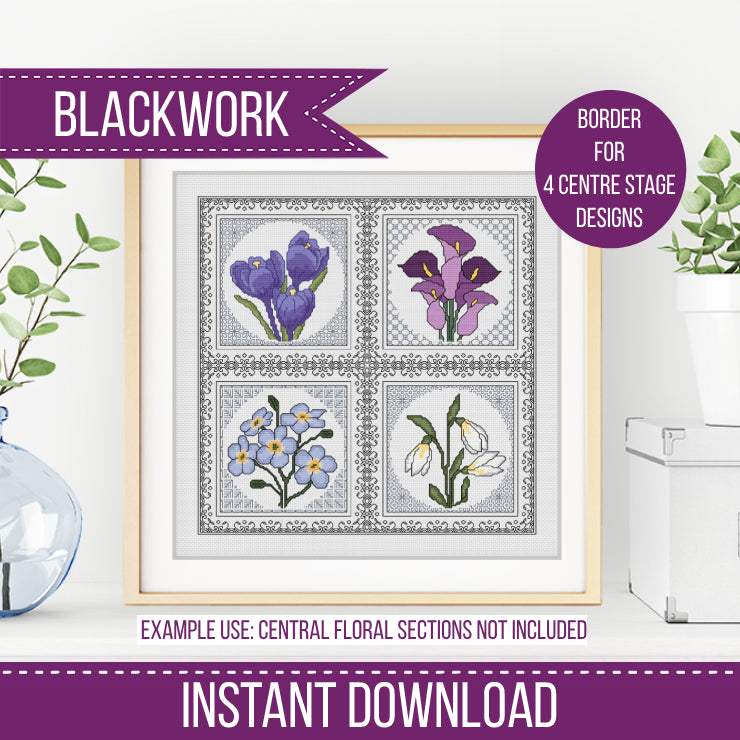 Centre Stage - Border 7; Blackwork Pattern - by Peppermint Purple