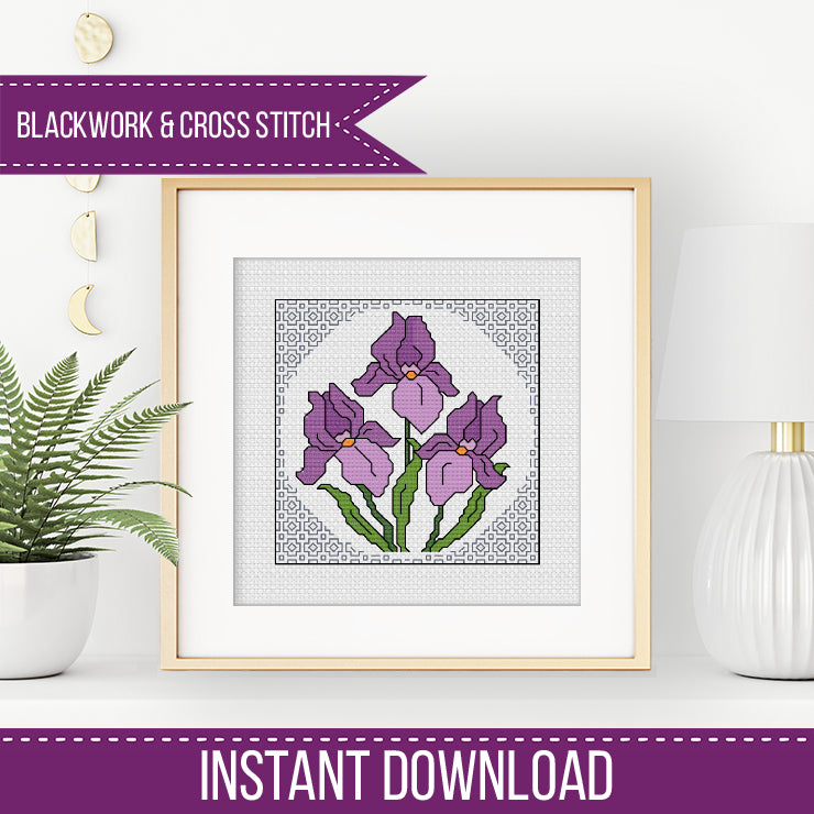 Centre Stage - Iris; Blackwork Pattern - by Peppermint Purple