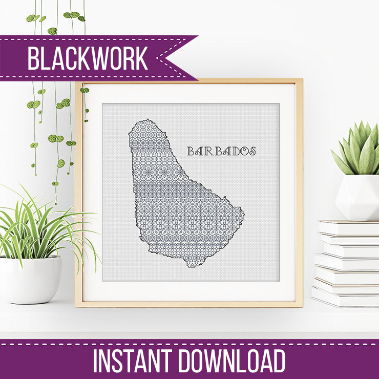 Barbados Blackwork Pattern; Blackwork Pattern - by Peppermint Purple