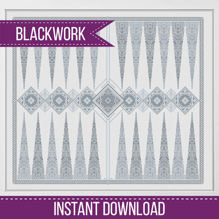 Blackwork Backgammon; Blackwork Pattern - by Peppermint Purple