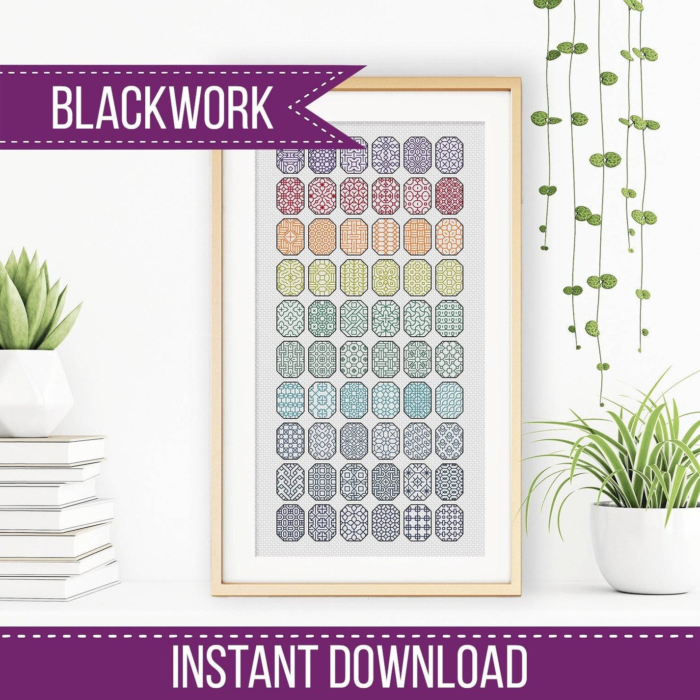 Blackwork Oval-tastic; Blackwork Pattern - by Peppermint Purple