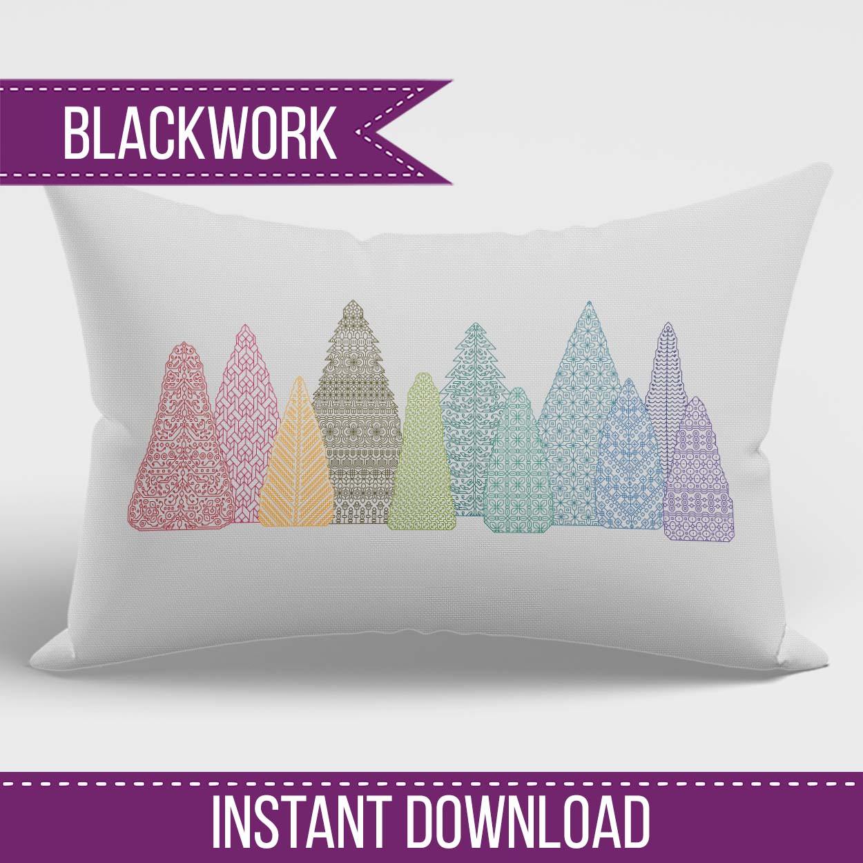 Christmas Trees; Blackwork Pattern - by Peppermint Purple