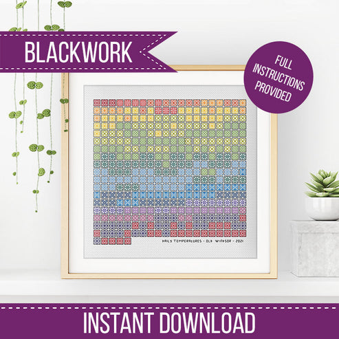 Daily Temperature Chart; Blackwork Pattern - by Peppermint Purple
