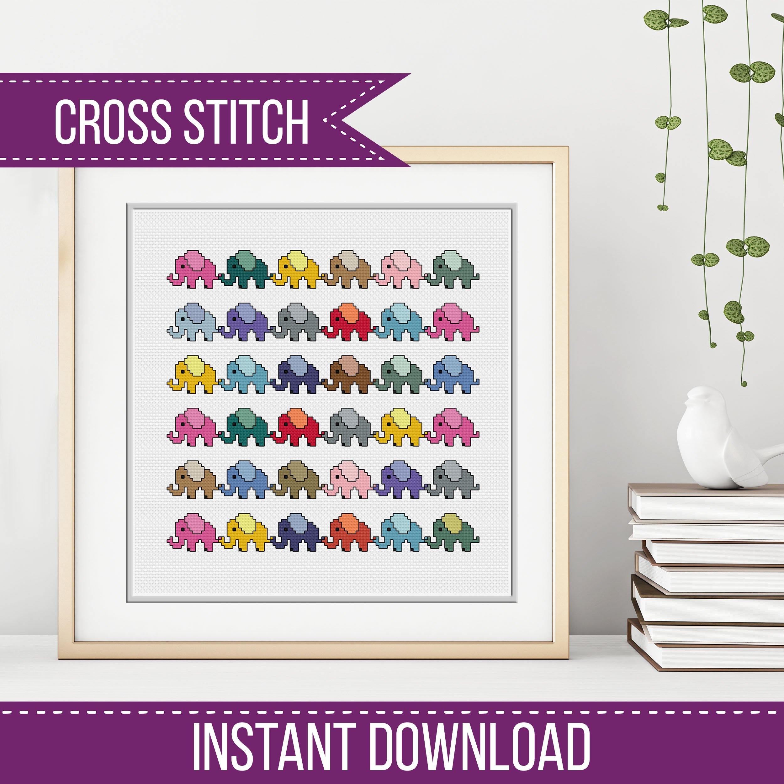 Elephants; Cross Stitch Pattern - by Peppermint Purple