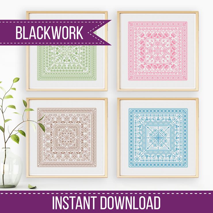 Four Seasons; Blackwork Pattern - by Peppermint Purple