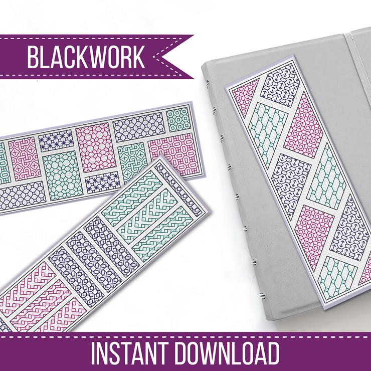 Geometric Bookmarks; Blackwork Pattern - by Peppermint Purple