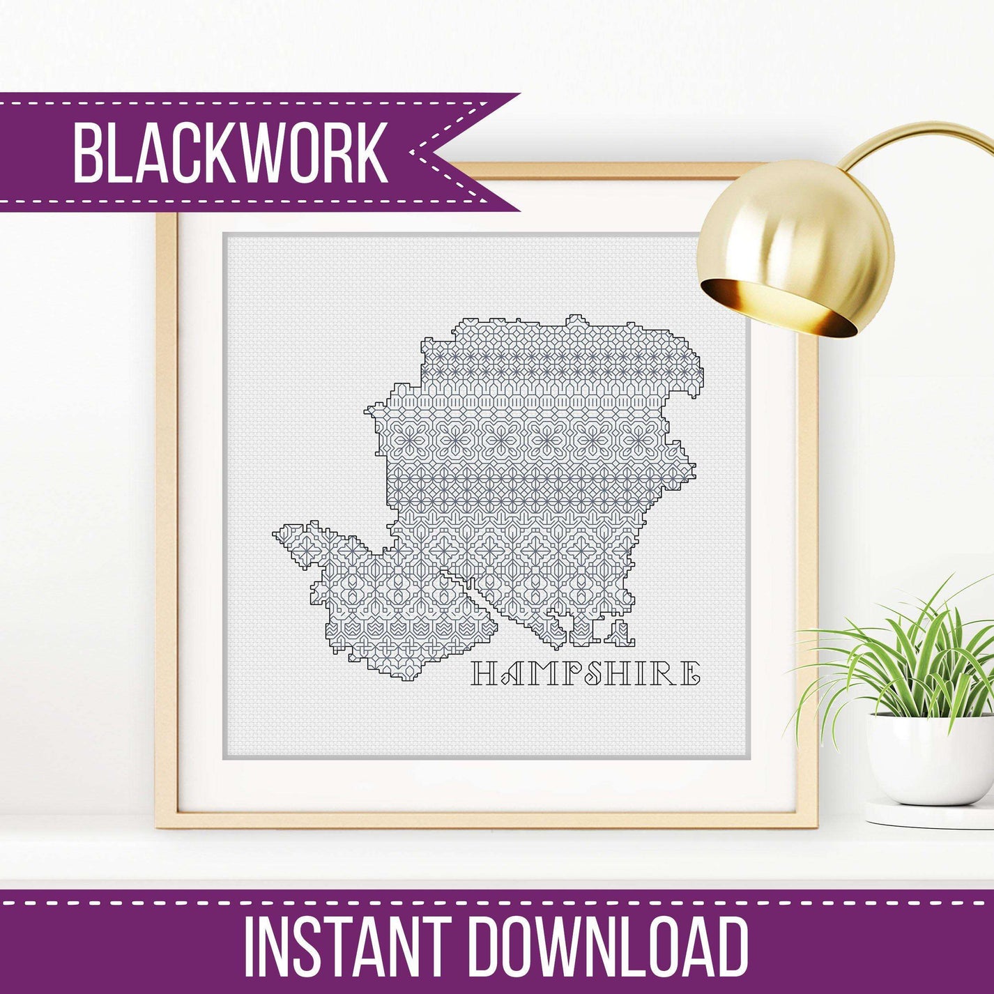 Hampshire; Blackwork Pattern - by Peppermint Purple