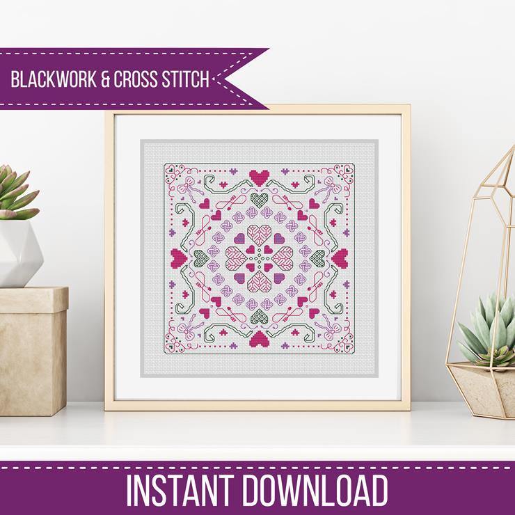 Hints of Love; Blackwork Pattern - by Peppermint Purple