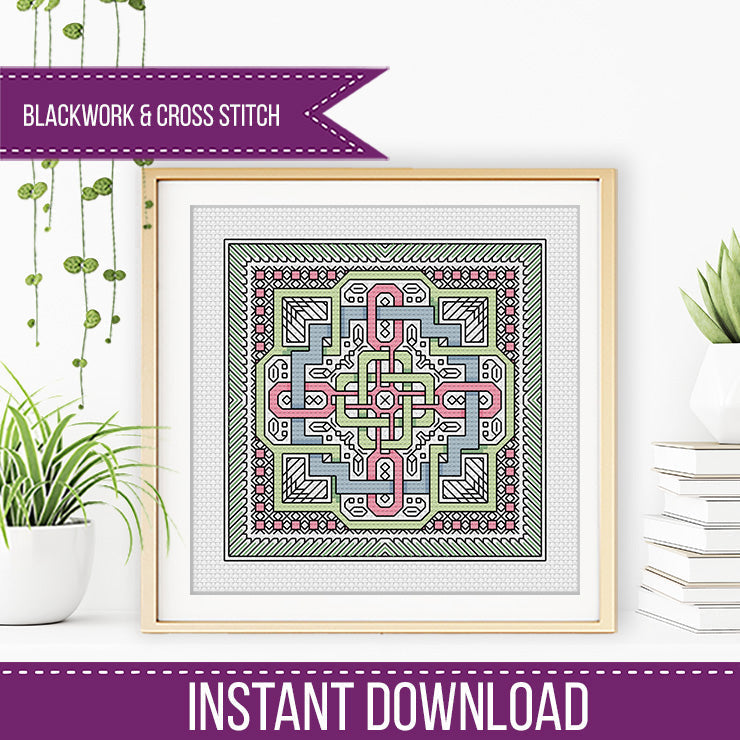 Mini Hints of Celtic Knots; Blackwork Pattern - by Peppermint Purple