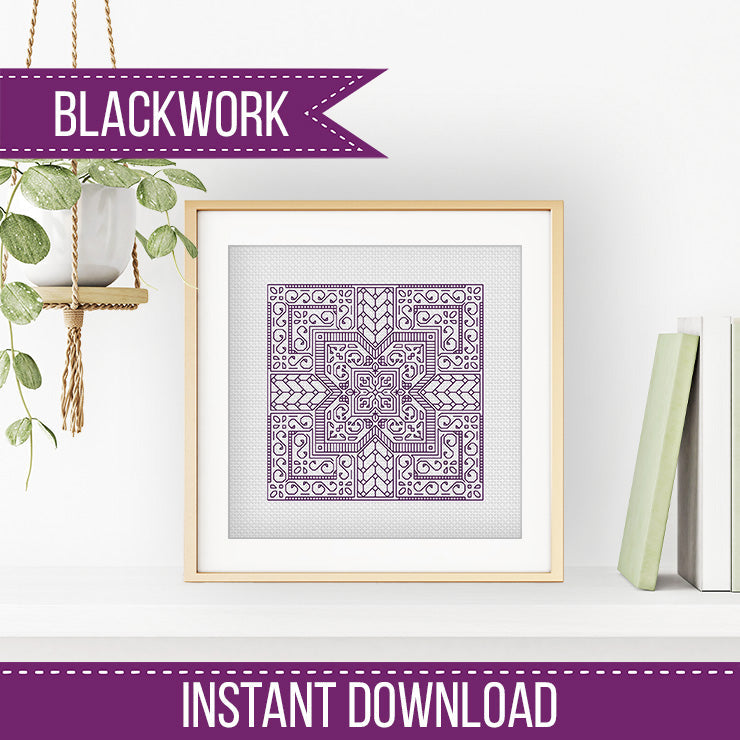 Mini Study In Violet; Blackwork Pattern - by Peppermint Purple